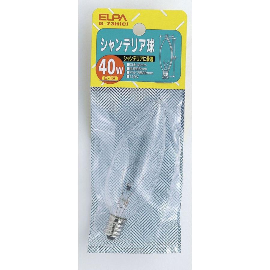 エルパ ELPA シャンデリア球 白熱電球 E12 40W G-73H（C） : サンドラッグe-shop - 通販 - Yahoo!ショッピング