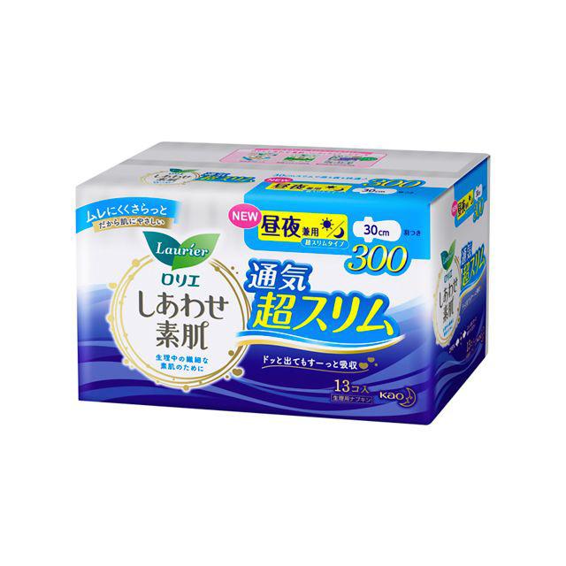 ロリエ しあわせ素肌 通気超スリム 昼夜兼用30cm 羽つき 13個 :4901301393432:サンドラッグe-shop - 通販 ...