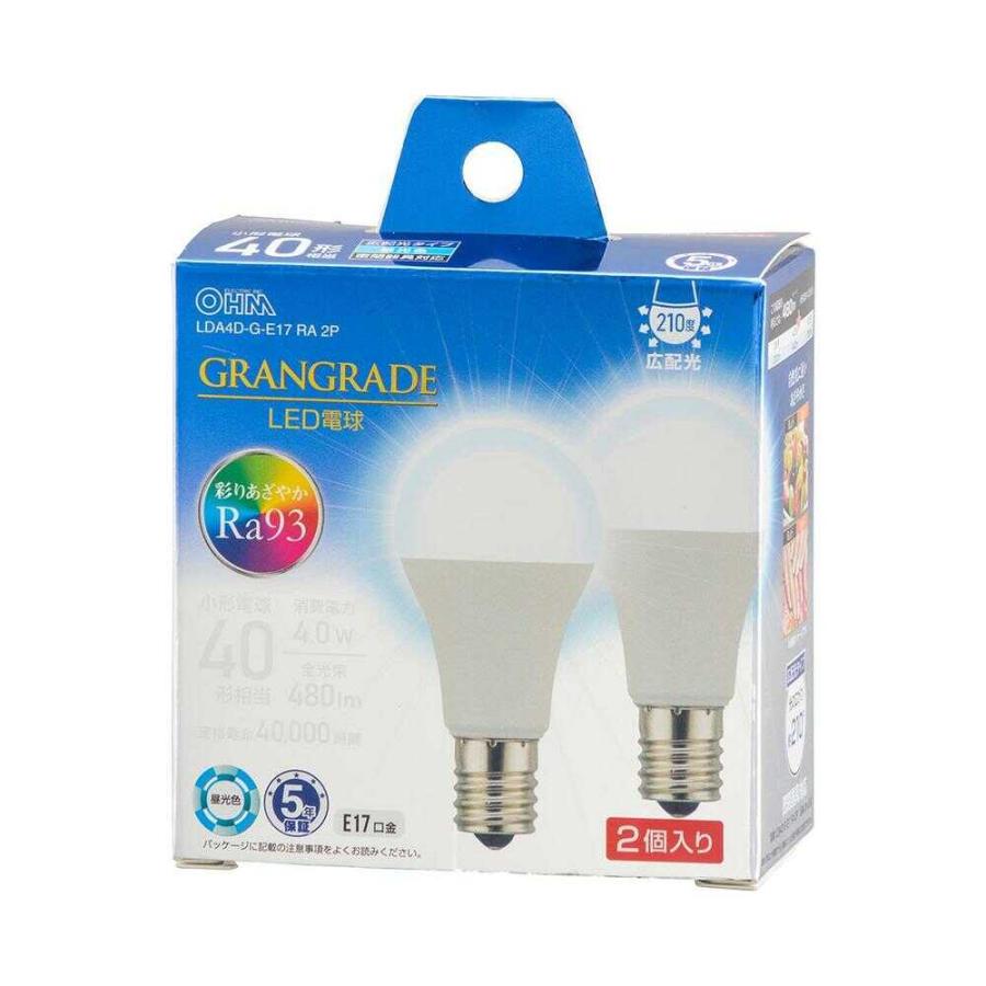 オーム電機 LED電球 小形 E17 40形相当 2個入 : サンドラッグe-shop - 通販 - Yahoo!ショッピング