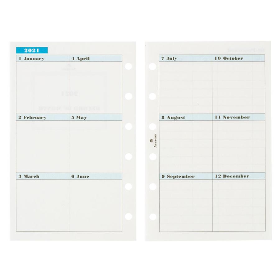 2026年度 ASHFORD MINI6 ダイアリー リフィル 0032-026 月間ダイアリー (カレンダー式)ミニ6 システム手帳 日付入り アシュフォード : サンフェロー - 通販 ...