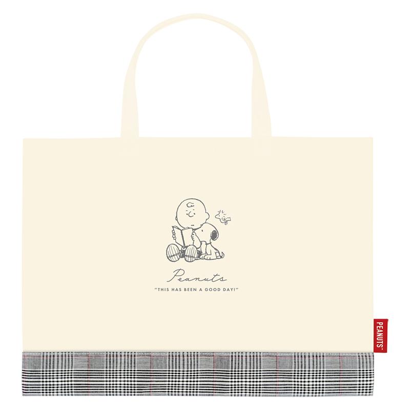 スヌーピー カレッジトート グレンチェック 115003 クラックス キャラクターグッズ レッスンバッグ 手提げ かわいい A4 塾 鞄 ...