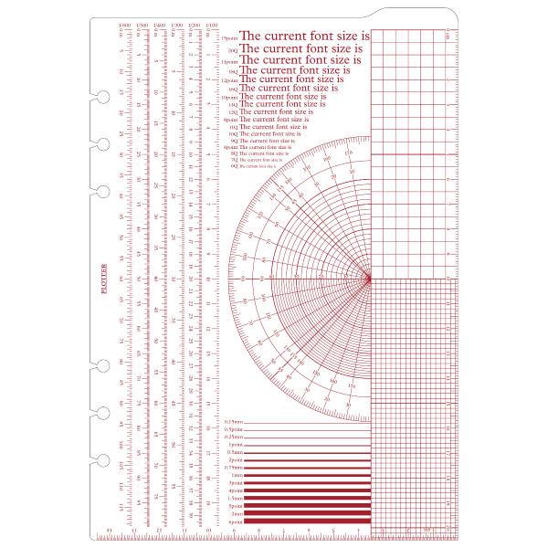（お取り寄せ）PLOTTER プロッター PLT0009-A5 スケール下敷 6穴 A5サイズ 77716436 KNOX ノックス デザインフィル 定規 インデックス 分度器 グリッド ...