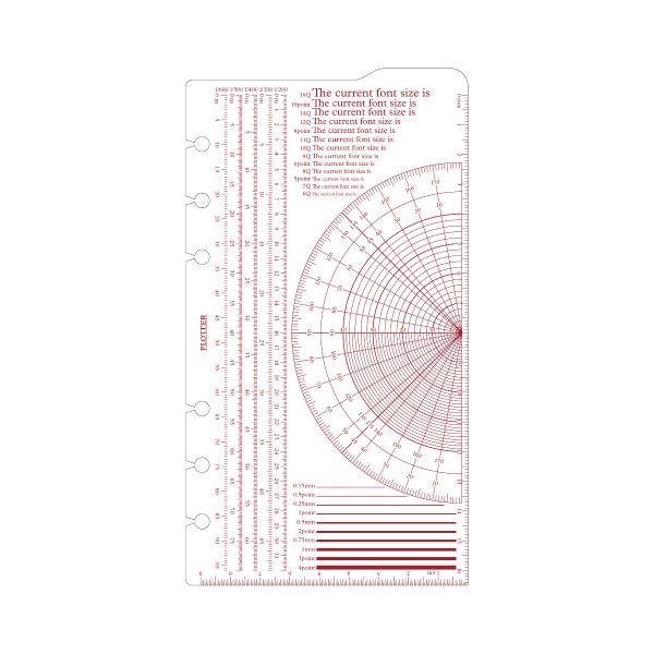 （お取り寄せ）PLOTTER プロッター PLT0009-B スケール下敷 6穴 バイブルサイズ 77716437 KNOX ノックス デザインフィル 定規 インデックス 分度器 グリッド ...