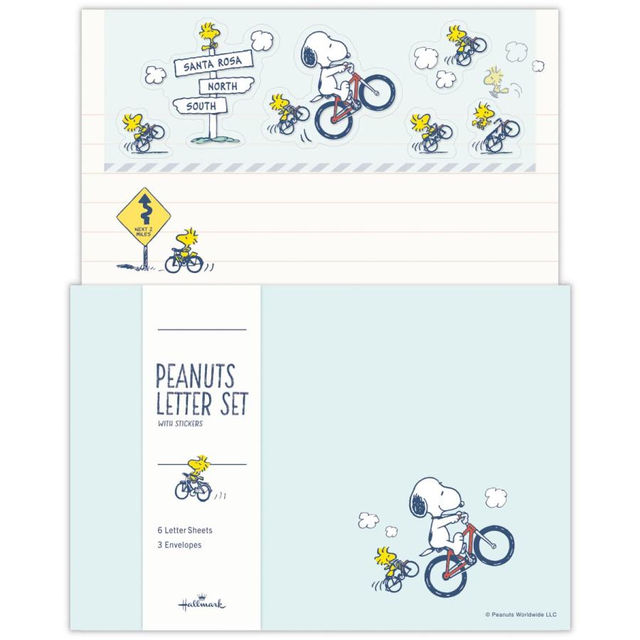 スヌーピー レターセット ブルー 自転車 SNHJ 843656 日本ホールマーク キャラクターグッズ 大人 子供 かわいい 文具 手紙 便箋 ...