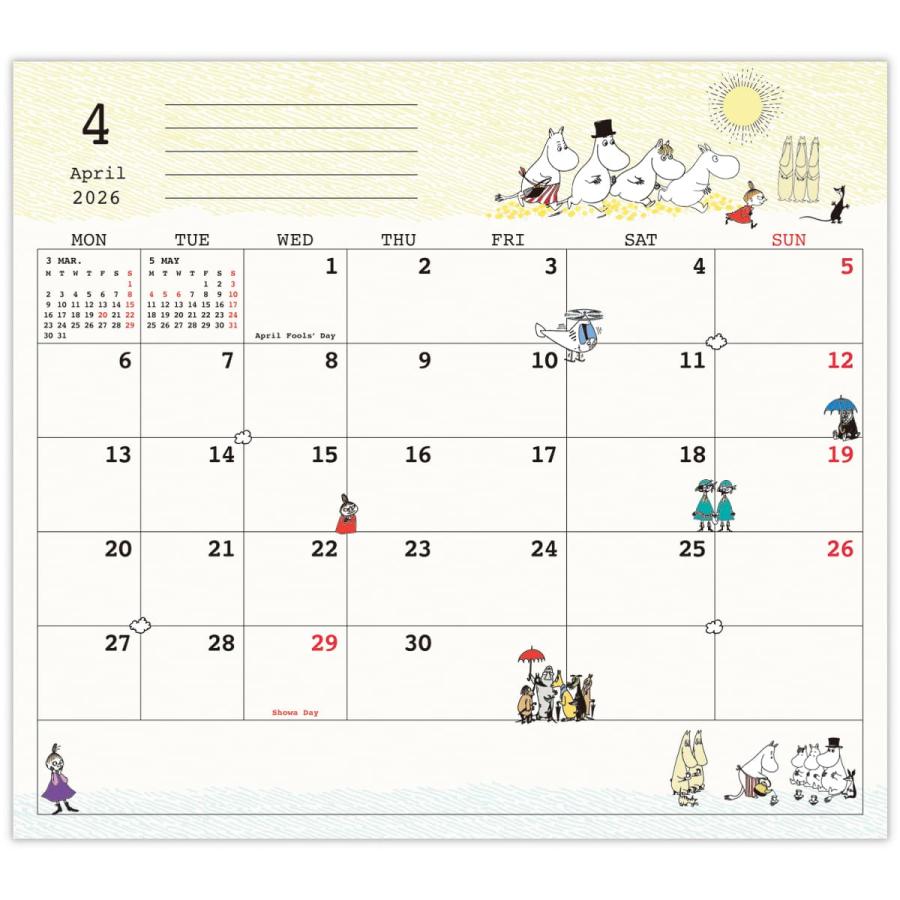 2026年度ダイアリー 10月始まり ムーミン スリム 80th仲間たち 845803 日本ホールマーク スケジュール帳 手帳 令和8年 月曜 ...
