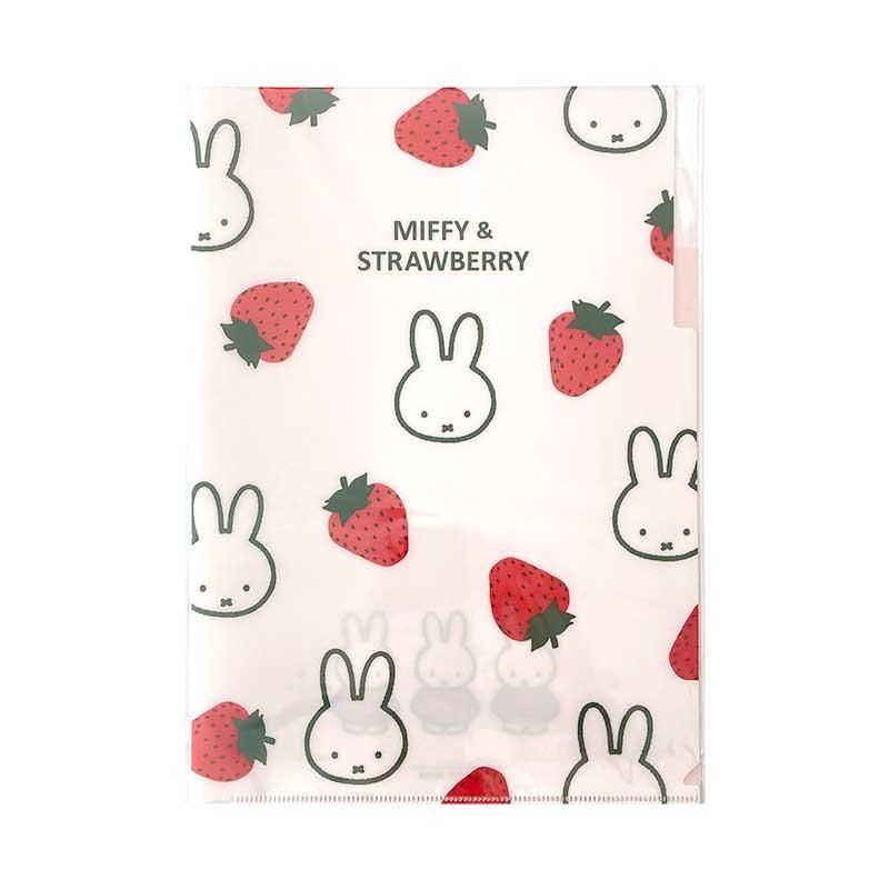20％OFF ミッフィー＆ストロベリー 3ポケット クリアホルダー[A4] 白 BS24-65 スクエア square キャラクタグッズ 大人 かわいい 文具 miffy and ...