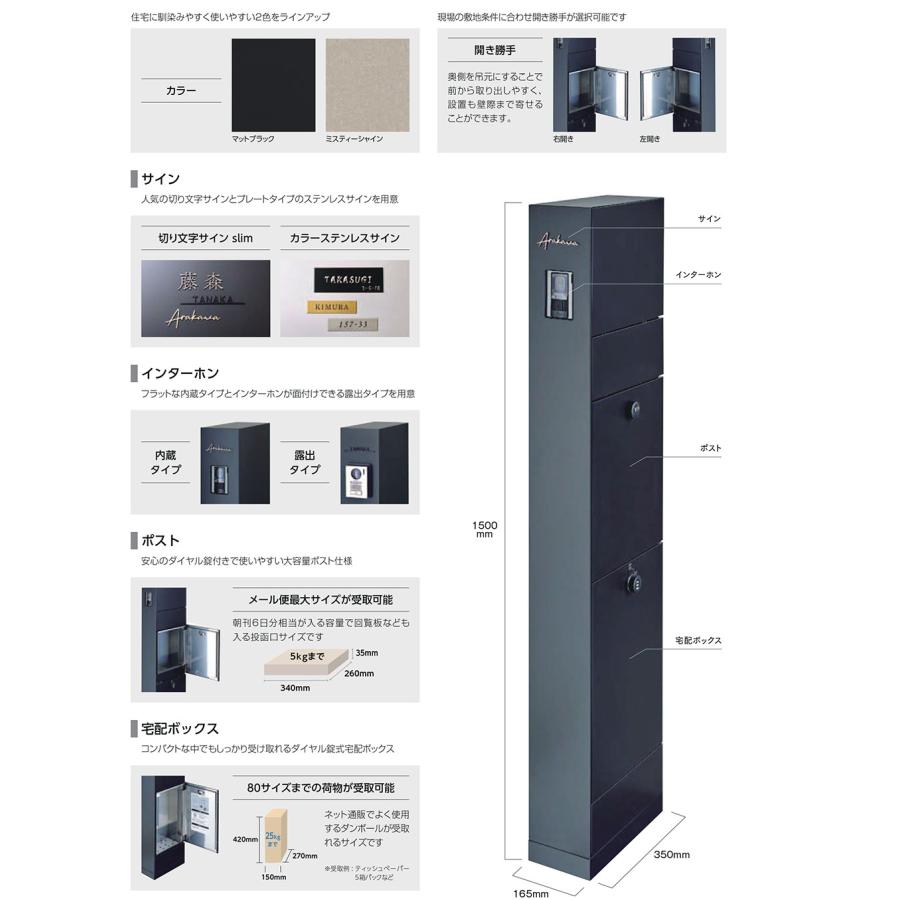 《切文字表札セット》【無料★特典付】 機能門柱FT 宅配ボックスなし 切り文字サイン：slimB ローマ字（欧文）タイプ LIXIL イメージ：マットブラック : サンガーデンエクステリア ...