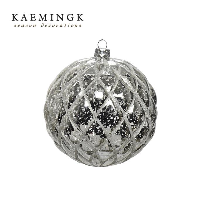 クリスマスツリー オーナメント 飾り オランダ KAEMINGK (カイミング) キルトカットボール (1) シャイニー (艶あり) シルバー 8cm (027297) : サングッド ...