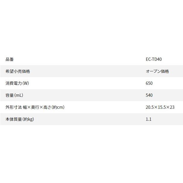象印 コーヒーメーカー 珈琲通 珈琲カップ1〜4杯 EC-TD40-BA ブラック 家庭用 ドリップ方式 ZOJIRUSHI : SUNNET - 通販 - Yahoo!ショッピング