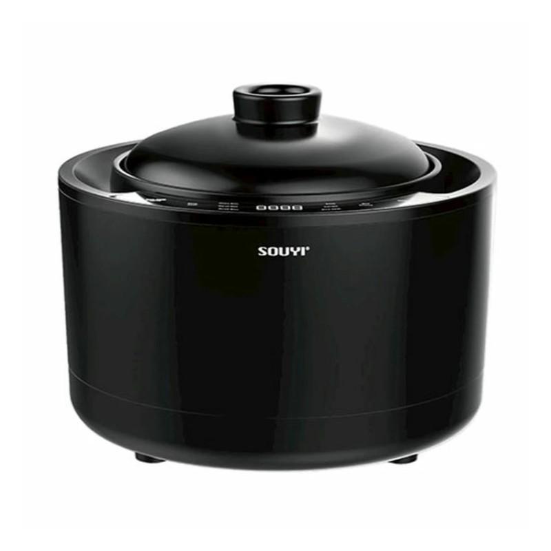 SOUYI ソウイ 土鍋炊飯器 SY-150-BK ブラック 黒｜5層コーティング フッ素 テフロン不使用 4合 早炊き IH炊飯 煮物 スープ 同時 調理 玄米 お粥 低温 おこげ 直火 ...
