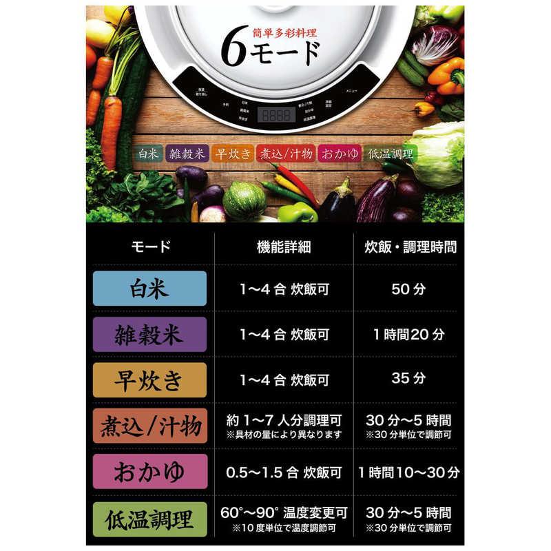 SOUYI ソウイ 土鍋炊飯器 SY-150-WH ホワイト 白｜5層コーティング フッ素 テフロン不使用 4合 早炊き IH炊飯 煮物 スープ 同時 調理 玄米 お粥 低温 おこげ 直火 ...