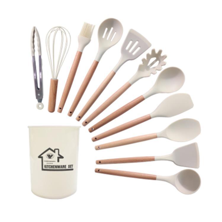 キッチンツール 12点セット シリコン 木製 食洗機対応 調理スプーン スパチュラ フライ返し お玉 トング スプーン 調理器具 シリコーン ツール : SunnyBox - 通販 ...