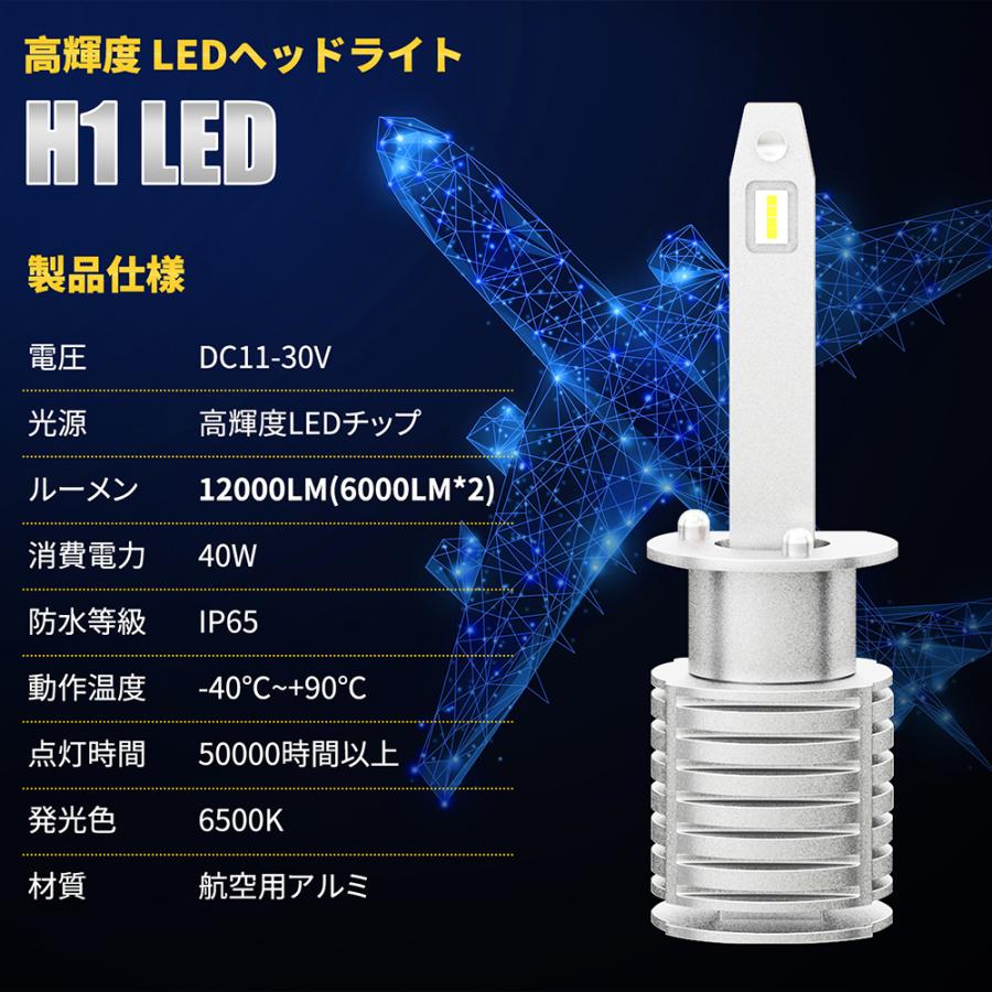 LEDヘッドライト H1 車検対応 防水 12000LM 3年保証 ポン付け 一体式 6500K 40W ホワイト 2本セット : Sunpie - 通販 - Yahoo!ショッピング
