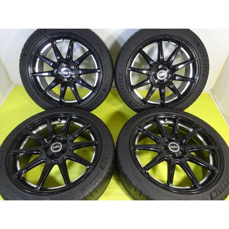 PILOT 215/45R17 17x7J +48 5穴 PCD100【ミシュラン−Euro Speed】中古 ホイールセット 2019年 4本 ノーマル【送料無料】AOM-K0532 青森 ...