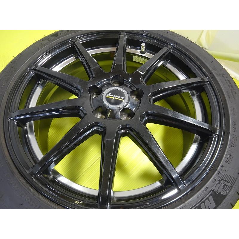 PILOT 215/45R17 17x7J +48 5穴 PCD100【ミシュラン−Euro Speed】中古 ホイールセット 2019年 4本 ノーマル【送料無料】AOM-K0532 青森 ...