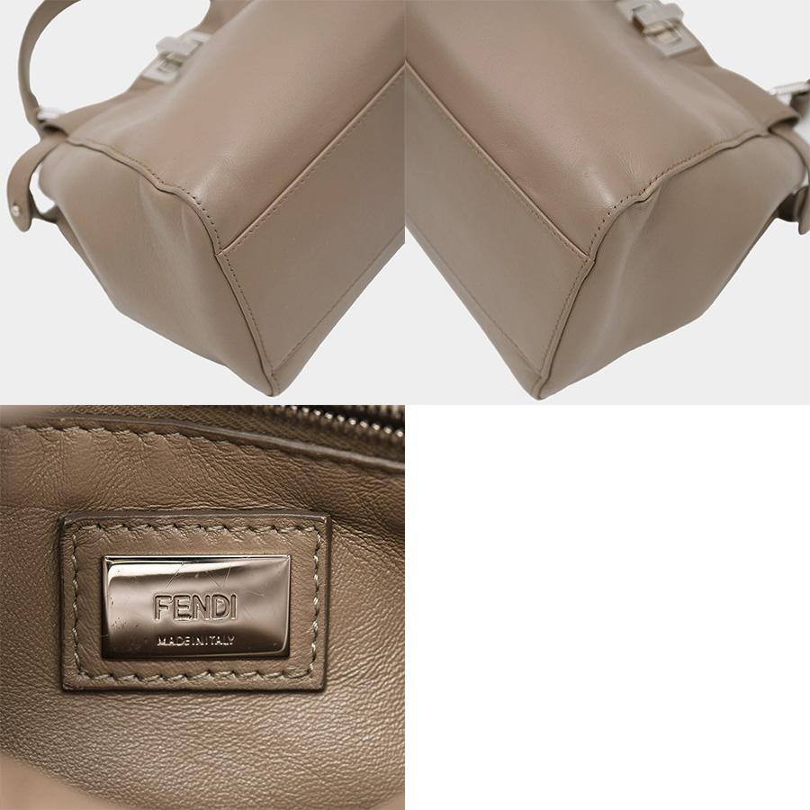 FENDI フェンディ ミニ ピーカブー 2way ハンドバッグ PEEKABOO 8BN244 レザー グレー ベージュ シルバー金具 ショルダーバッグ レディース 中古 : ブランド ...