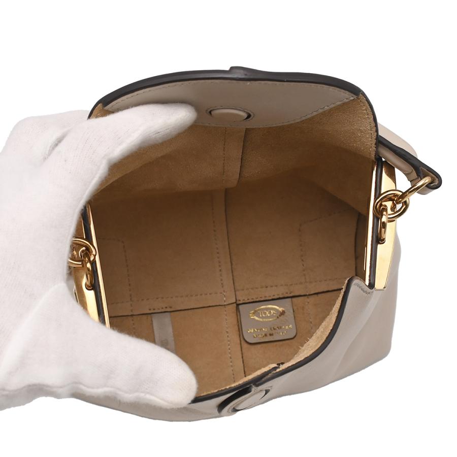 トッズ TOD'S Tケース トート メッセンジャーバッグ マイクロ 2way ハンドバッグ XBWTSTO000 レザー ベージュ ゴールド金具 ショルダー レディース : 1 ...