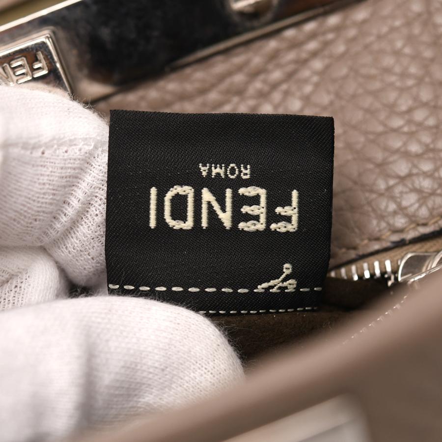 FENDI フェンディ セレリア ミニ ピーカブー スモール 8BN244 ハンドバッグ 2way ショルダー レザー パイソン グレー ベージュ グレージュ : ブランドリユース ...