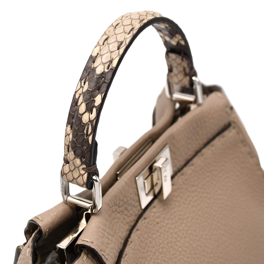 FENDI フェンディ セレリア ミニ ピーカブー スモール 8BN244 ハンドバッグ 2way ショルダー レザー パイソン グレー ベージュ グレージュ : ブランドリユース ...