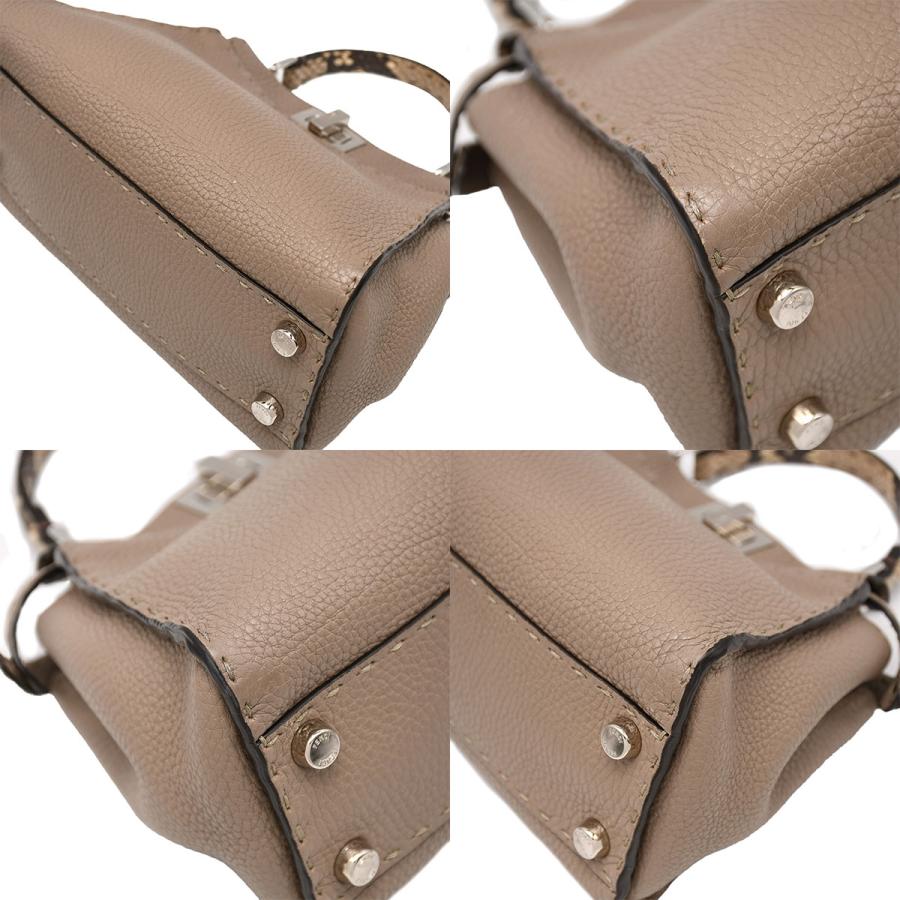 FENDI フェンディ セレリア ミニ ピーカブー スモール 8BN244 ハンドバッグ 2way ショルダー レザー パイソン グレー ベージュ グレージュ : ブランドリユース ...