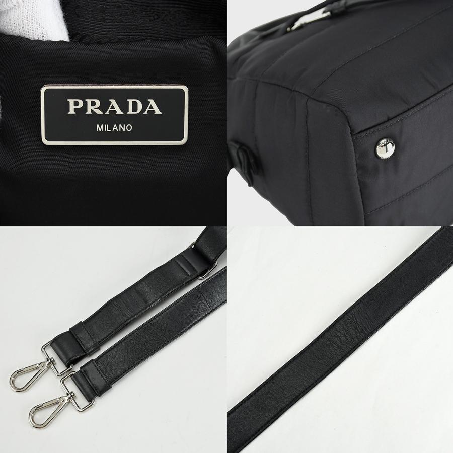 PRADA プラダ 2way ハンドバッグ ボンバー トライアングルロゴ 1BB025 ナイロン レザー ネロ ブラック 黒 シルバー金具 ショルダー : ブランドリユース SUNREV ...
