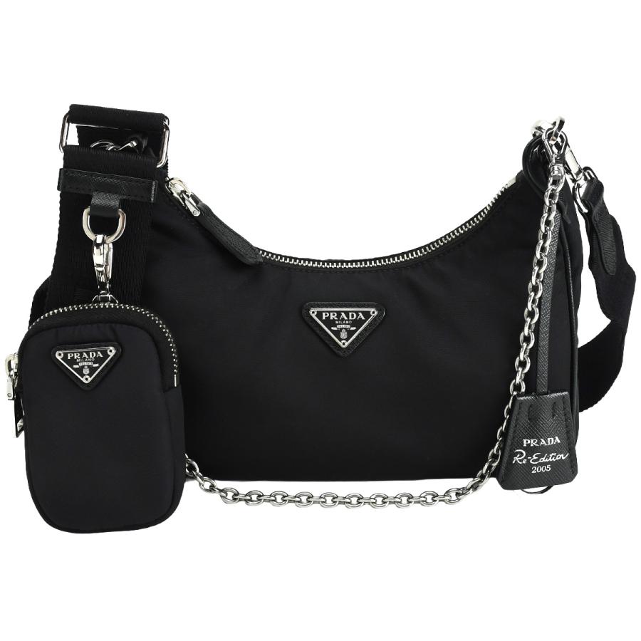 PRADA プラダ Re-Edition 2005 Re-Nylon ショルダーバッグ 1BH204 2way ハンドバッグ ワンショルダー チェーン トライングルロゴ ブラック 黒 ナイロン ...