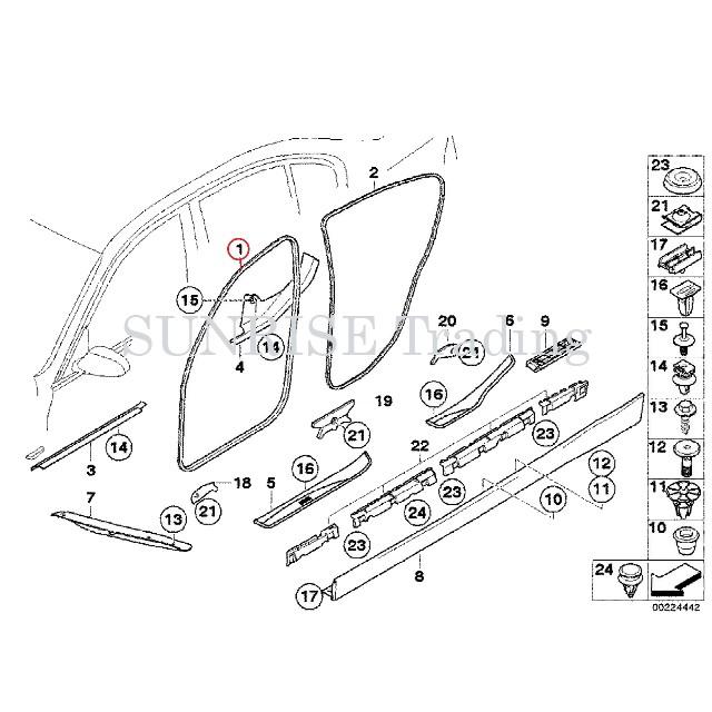 BMW E90/E91 Fドアウェザーストリップ ボディー側 純正 : bmw-51727247258 : サンライズトレーディング - 通販 ...