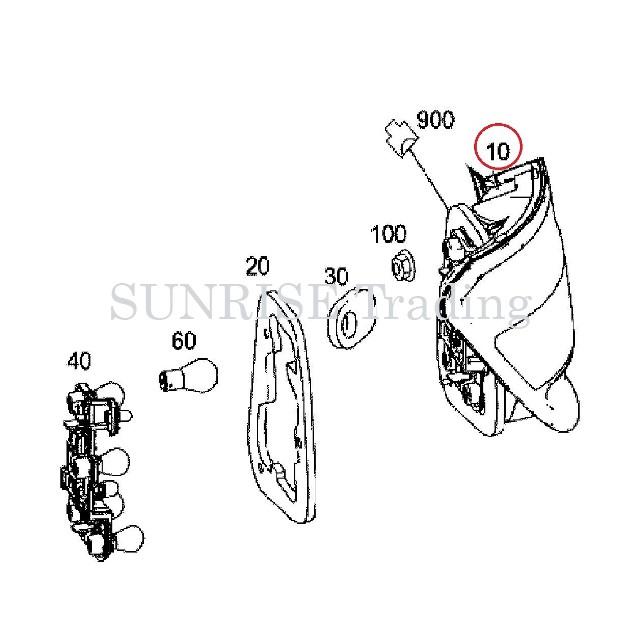 Mercedes-Benz（メルセデス・ベンツ） W204 ワゴン テールランプAssy 左側 純正 : サンライズトレーディング - 通販 ...