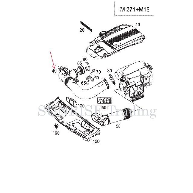 Mercedes-Benz メルセデスベンツ M271＋M18エンジン インテークマニホールド パイプ エアークリーナー＞ターボ 純正 ...