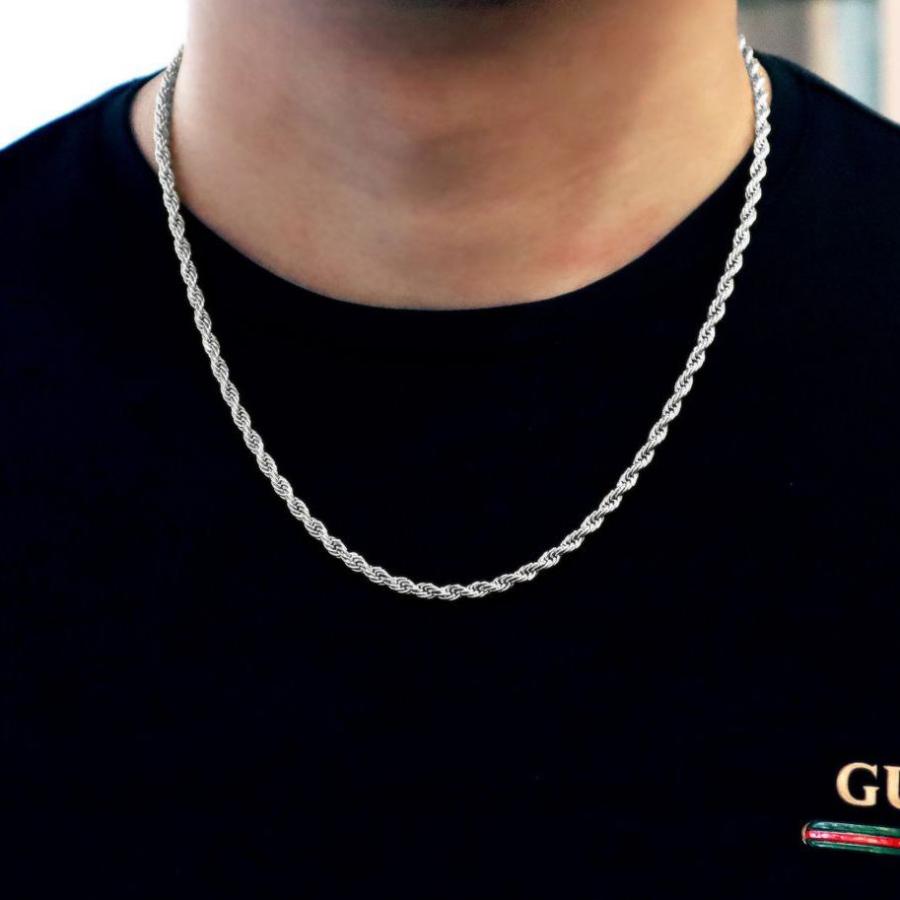 【4mm/55cm】18K純金コーティング ステンレス編み込みロープ フレンチロープネックレスチェーン :s-672:sun.shop ヤフー店 - 通販 - Yahoo!ショッピング