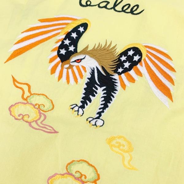 CALEE EAGLE EMBROIDERY S/S BOWLING SHIRT ボーリングシャツ 半袖 ブラウス イーグル 刺繍 メンズ Mサイズ イエロー キャリー トップス ...