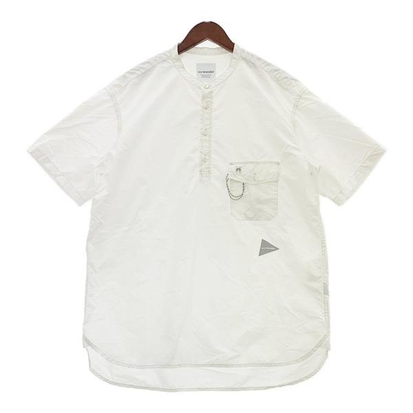 アンドワンダー バンドカラー 半袖 プルオーバー シャツ ブラウス 胸ポケット 574-1183100 メンズ サイズ4 L相当 ホワイト ...
