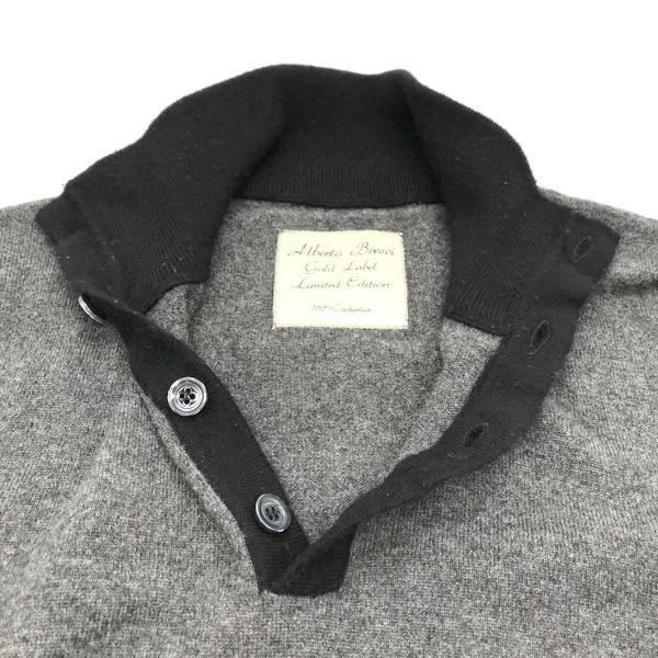 Alberto Bresci Gold Label アルベルトブレーシゴールドレーベル カシミヤ ポロ ニット カジュアル メンズ グレー ...