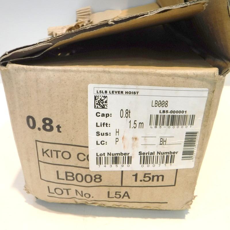 KITO キトーレバーブロック LB008 未使 用 L5形 0.8t 揚程1.5m 5.6mm 荷締め機 ガッチャ チェーンブロック DW1601 : サンステップ Yahoo!店 - 通販 ...