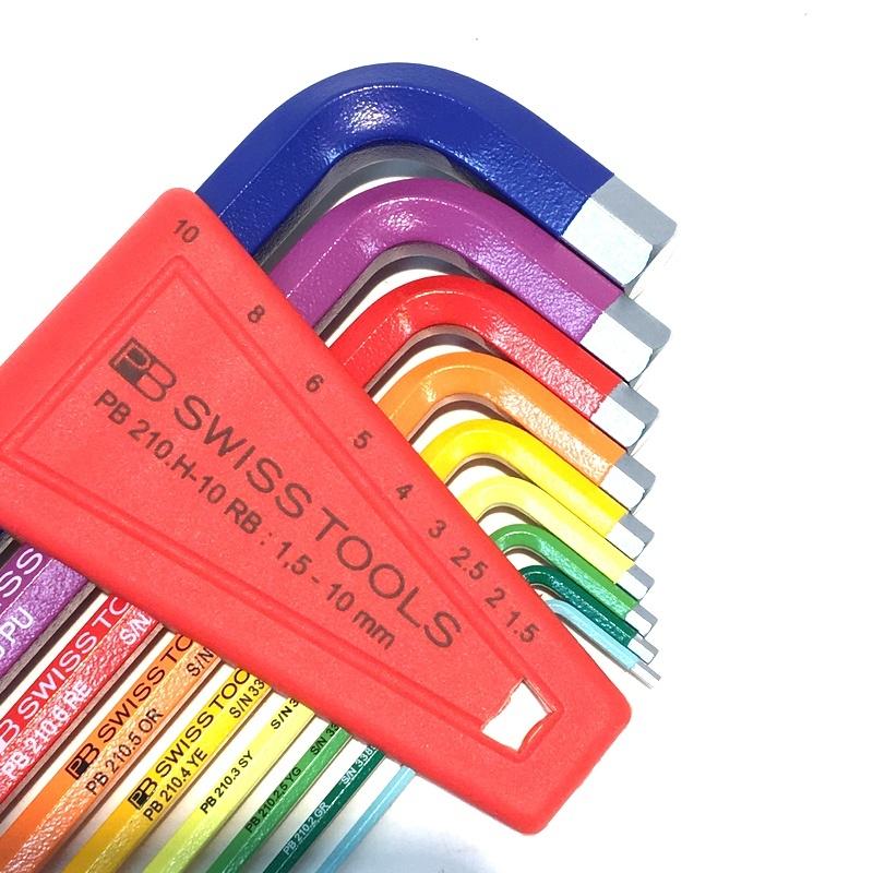 PB SWISS TOOLS 210H-10RB ホルダー付レインボーレンチセット パックなし 六角レンチ レンチ 六角棒レンチ ハンドツール ...