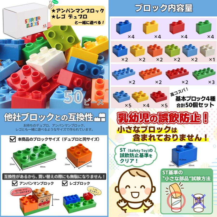 Sunwards ブロック 対象年齢1歳〜 レゴ デュプロ レゴデュプロ ブロック買い足し Sunwards公式 基本ブロック 大量 アンパンマンブロック 500gランダム90ピース相当 ...