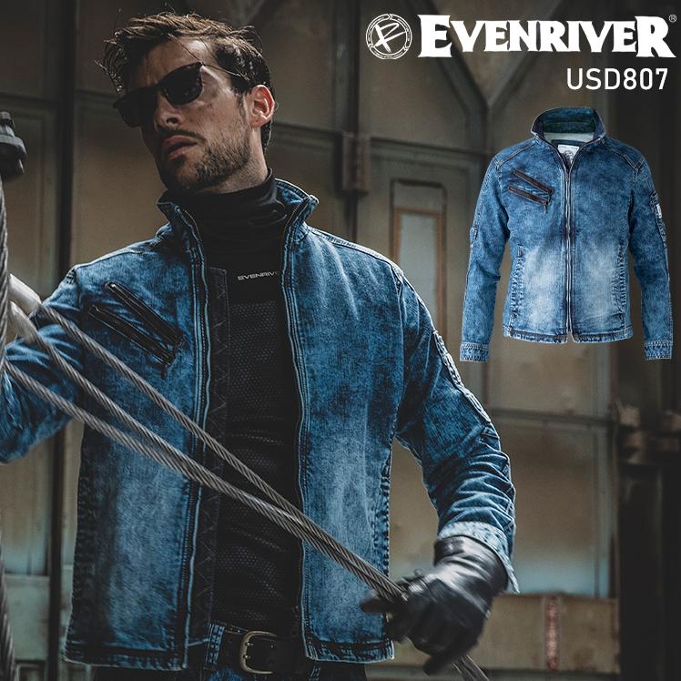 EVENRIVER 春夏・秋冬兼用（オールシーズン素材） 作業服・作業用品 ストレッチパウダーデニムブルゾン メンズ イーブンリバー USD807 : 作業服・鳶服・安全靴のサンワーク ...
