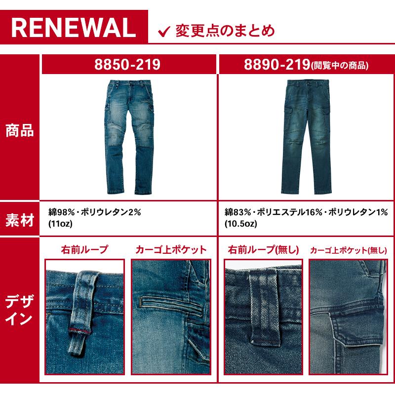 【2024春夏新作】 TORA デニムカーゴパンツ 作業服 春夏・秋冬兼用（オールシーズン素材） メンズ 8890-219 寅壱 作業着 S-5L :381-8890-219-x1:作業服・鳶 ...