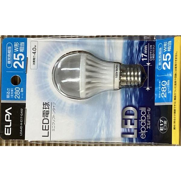 ELPA LED電球 LDA4D-H-E17-G402 25W形 E17口金 昼光色 : スーパーデンキ - 通販 - Yahoo!ショッピング