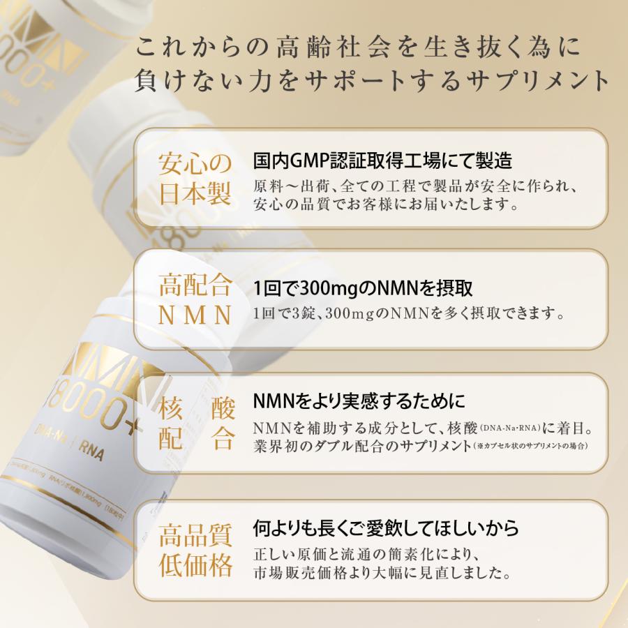 NMN 18000+ サプリ 60日分 5本セット 国内製造 核酸配合 180粒 1粒100mg配合 DNA-Na RNA 成分量分析済 サプリメント daina : superman621 ...
