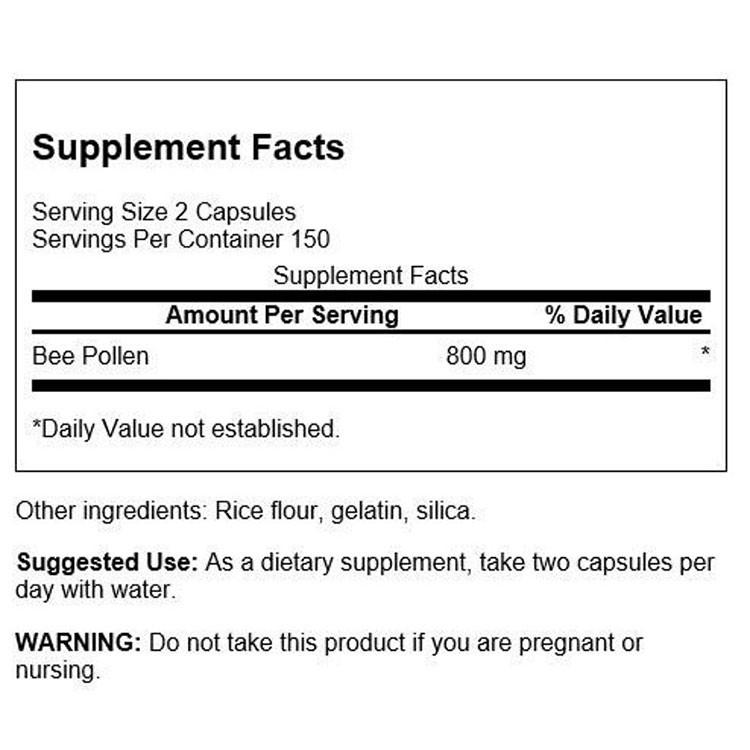 スワンソン ビーポーレン 400mg 300粒 カプセル Swanson Bee Pollen サプリメント 蜂花粉 ミツバチ ビタミン ...