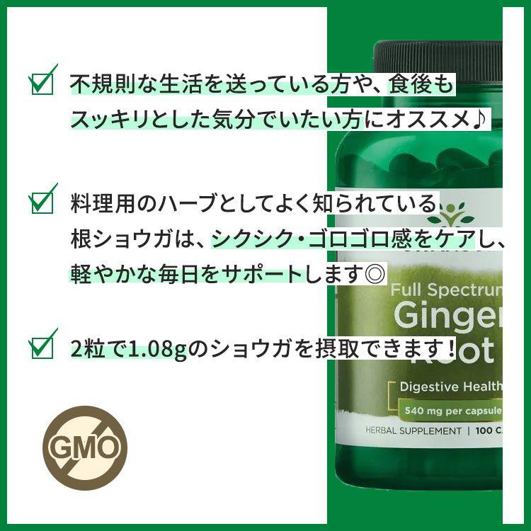 スワンソン フルスペクトラム ジンジャー ルート 540mg サプリメント カプセル 100粒 Swanson Full Spectrum ...