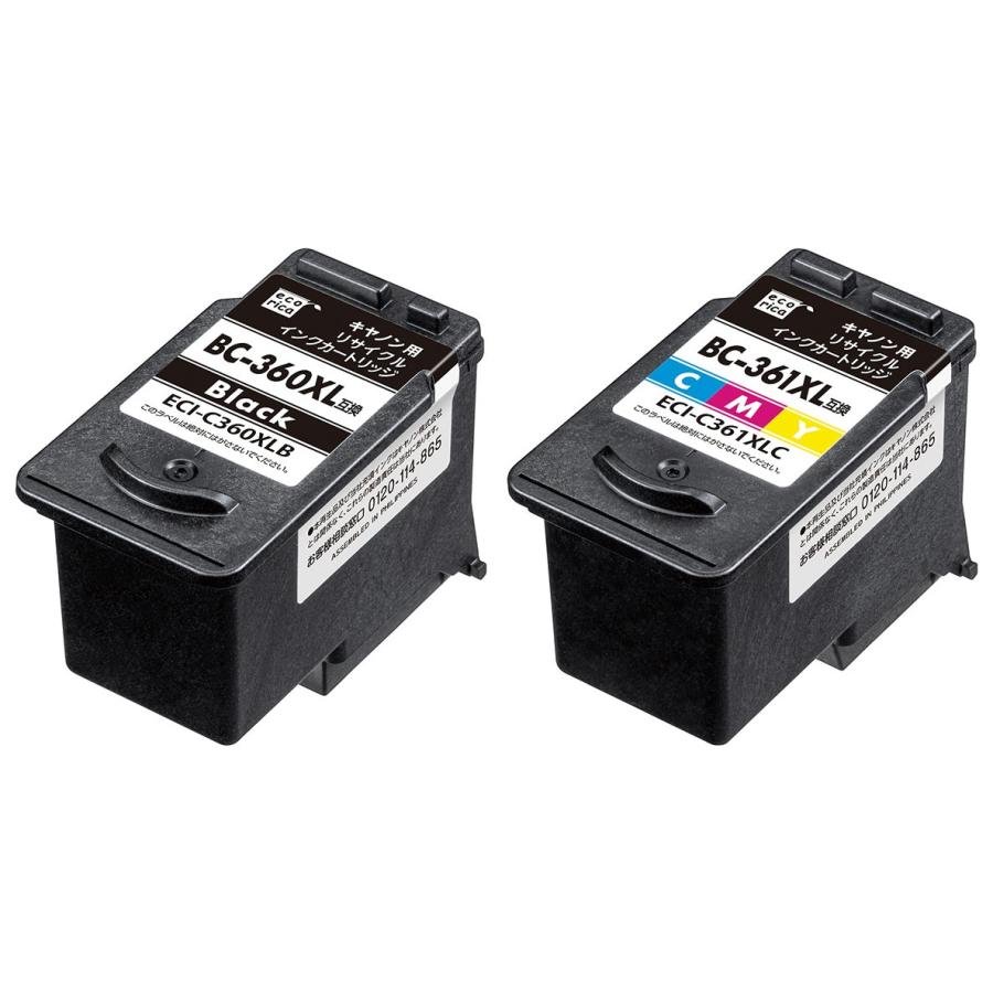 エコリカ ECI-C360XLB ECI-C361XLC 各1個 エコリカ BC-360XL BC-361XL リサイクルインク ブラック 3 ...