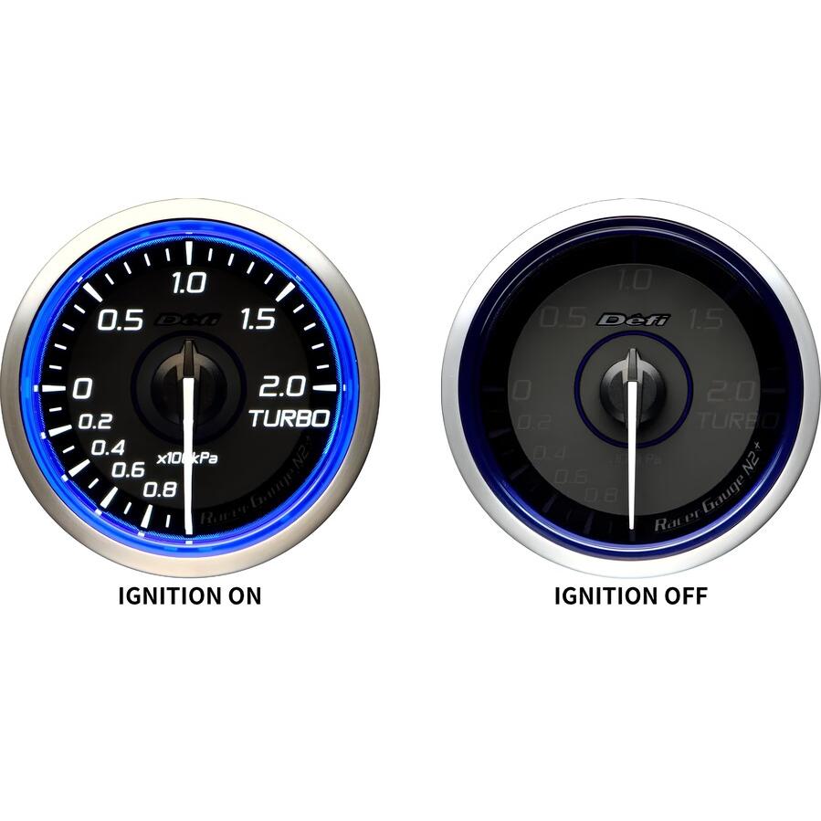 在庫有 Defi Racer Gauge N2プラス デフィ レーサーゲージ 52Φ（ブルー） ターボ計 （ブースト計） MAX表示 ...