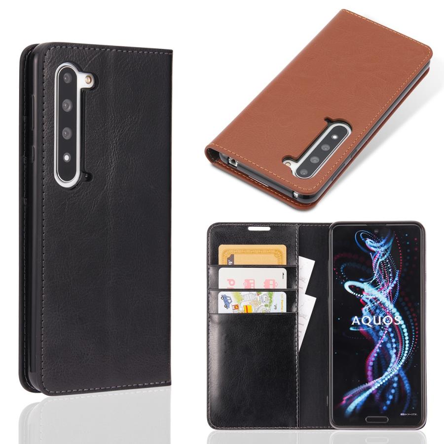 AQUOS R5G ケース アクオスR5G スマホケース 手帳型 本革レザー 手帳 耐衝撃 吸収 カバー カード収納 SH51A SHG01 ...