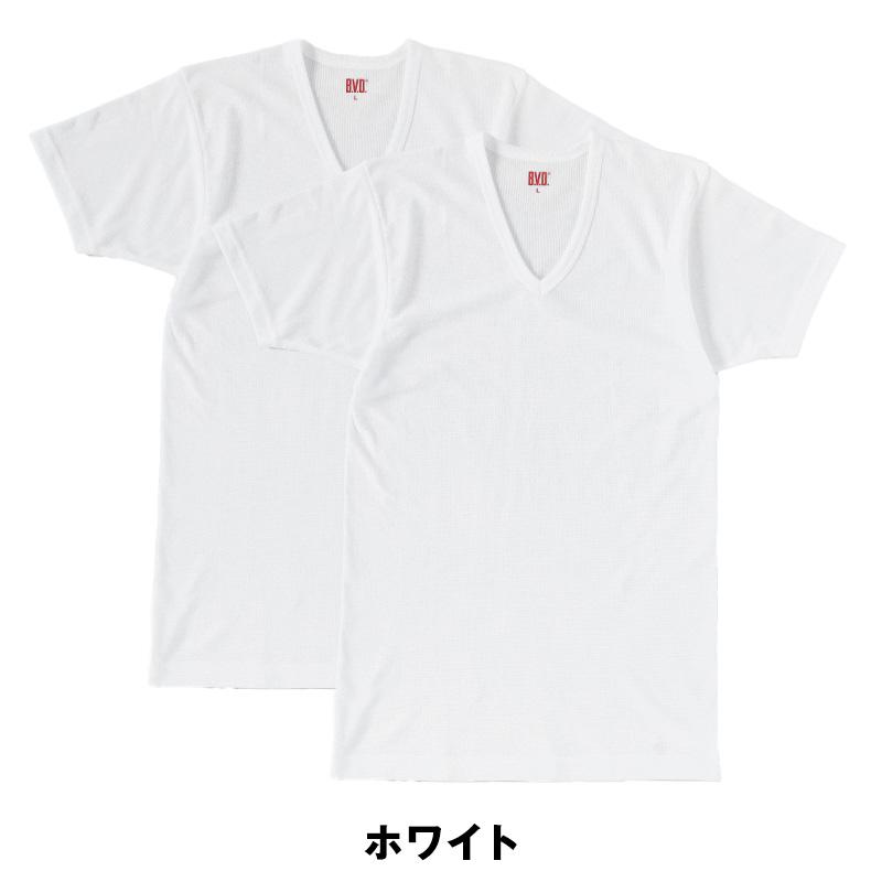 B.V.D BVD インナー メンズ 半袖 vネック tシャツ 下着 カノコ メッシュ 2枚組 M〜LL bvd インナーシャツ 肌着 v首 春夏 ホワイト 白 M L LL : すててこ ...