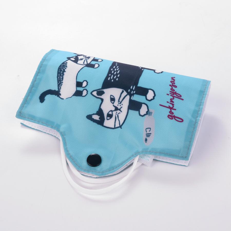 マスクケース マスク入れ マスク収納 携帯用 持ち運び 通勤 通学 収納ケース 猫柄 マチルダさん柄 21-1008 #2 BL 15x18 ...