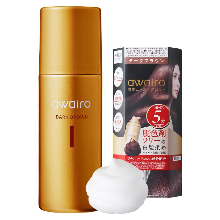 awairo アワイロ | ムース ヘアカラー 白髪染め ダークブラウン 80g 永久染毛剤 医薬部外品 白髪隠し 泡 カラー レディース : スズベル - 通販 - Yahoo!ショッピング