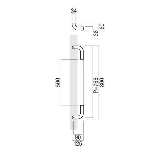 ユニオン(DIY) ユニオン UNION T7054-36-102-L800 P766 ユニウッド ブラック+ステンレス ミラー ドアハンドル 1セット(内外) 抗菌性 防静電 タッチシステム ...