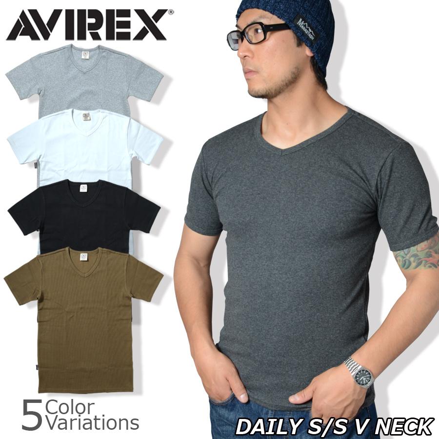 AVIREX(アビレックス) DAILY RIB S/S V-NECK T-SHIRT リブ 半袖 ブイネック Tシャツ 【メール便】 : ミリタリーショップ SWAT - 通販 ...